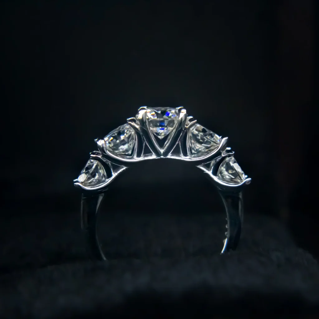 Five Star Light, Full Moissanite Diamond Ring - rivrun.com